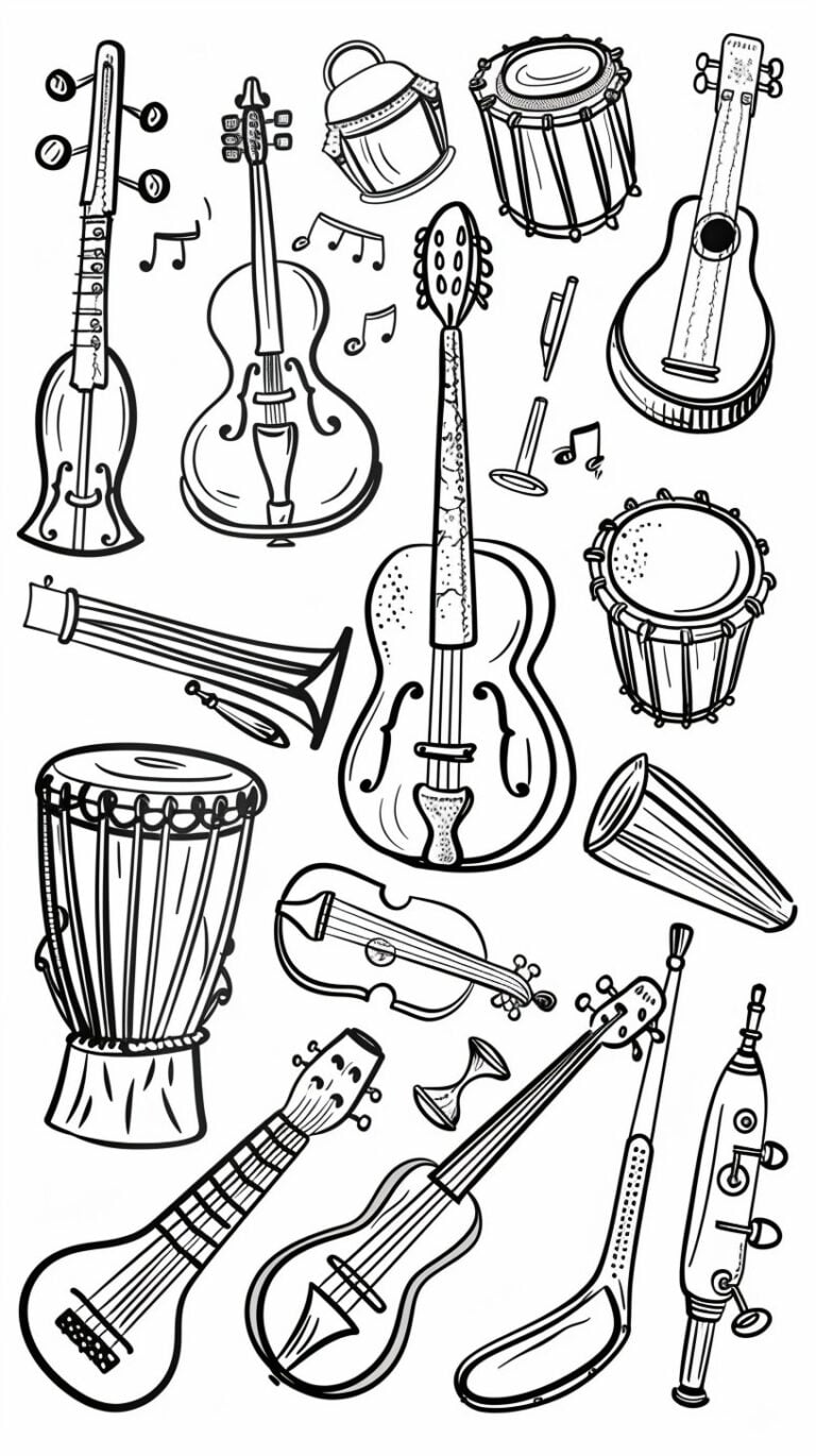 228 Instrumentos Musicales Para Colorear | Imágenes